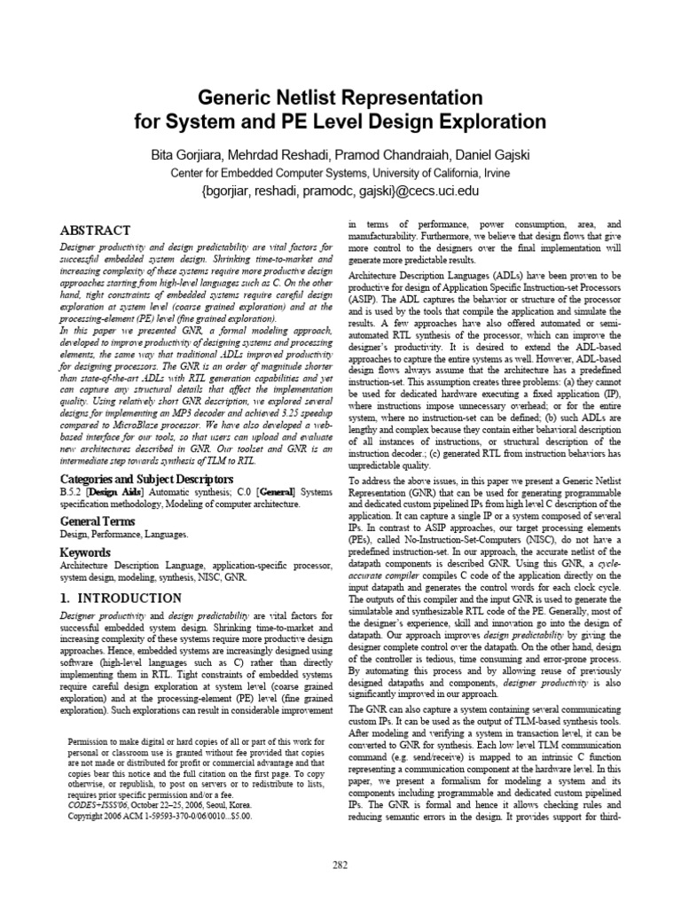 NISC architecture | Download Free PDF | Hardware Description Language | Logic Synthesis