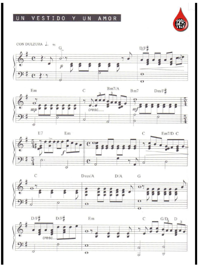 Un Vestido y Un Amor Piano PDF | PDF