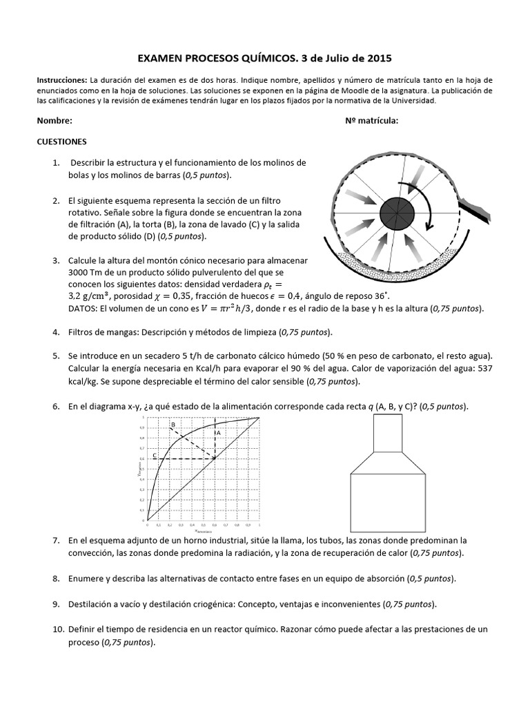 Examen Procesos Químicos - Ing Industrial - Julio 2015 | PDF | Ciencias ...