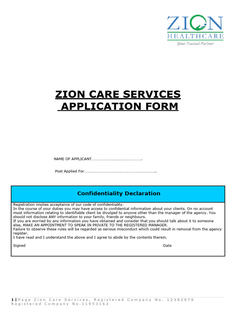 Zion Application form (1) | PDF | Justice | Crime & Violence