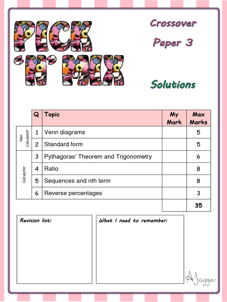 Pick 'N' Mix Paper - Crossover Paper 3 - Solutions | PDF | Mathematics