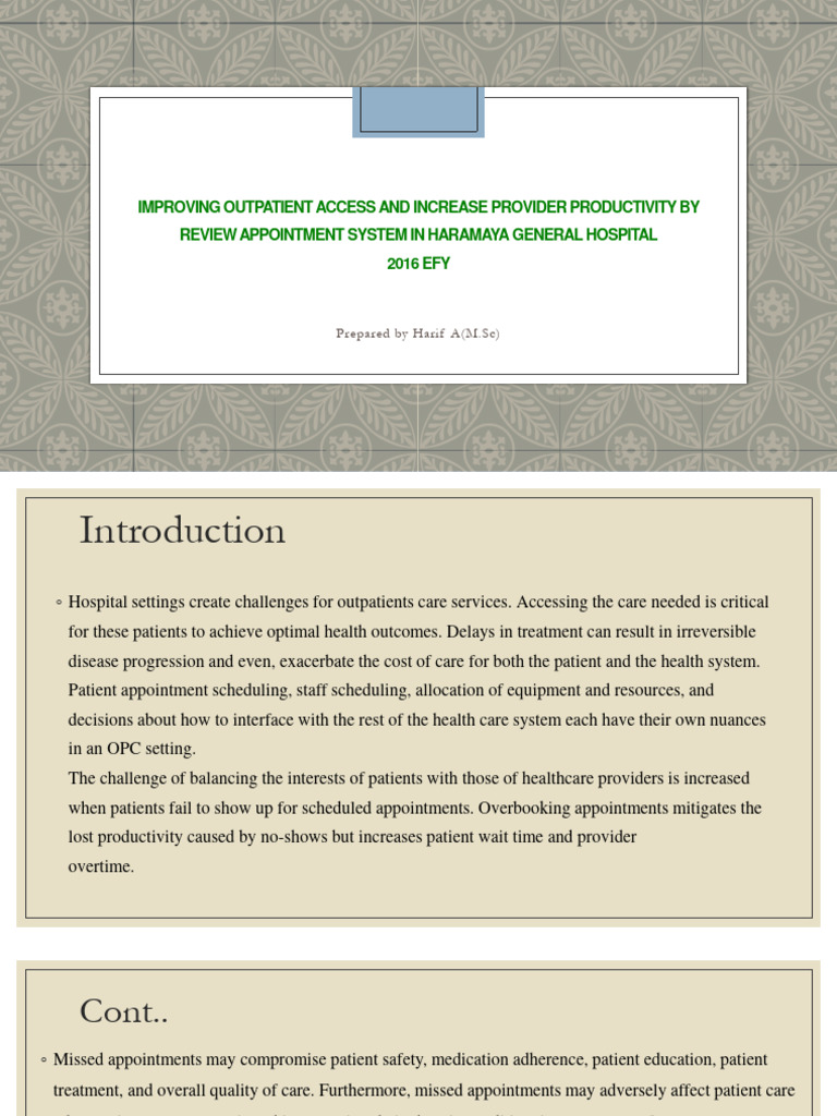 Improving Outpatient Access And Provider Productivity By Review Appointments Pdf Patient