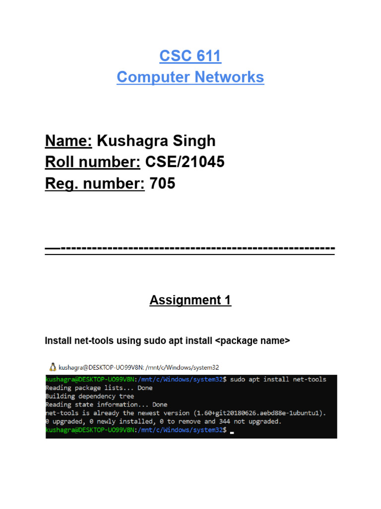 705 Assgn1 | PDF | Computer Network | Ip Address