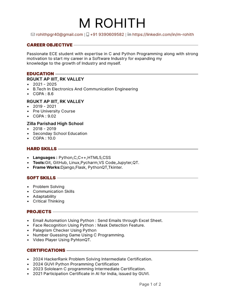 Rover Resume | PDF | Computers