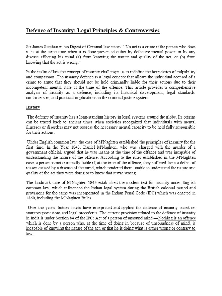 Insanity Final | PDF | Insanity Defense | Crimes Insanity Final | PDF | Insanity Defense | Crimes