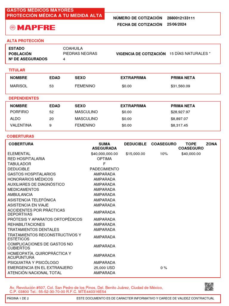 Cotizacion Gastos Medicos Pdf Cuidado De La Salud Medicina