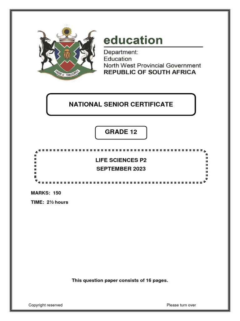NW NSC Life Sciences P2 Eng QP Sept 2023 | PDF | Dominance (Genetics ...