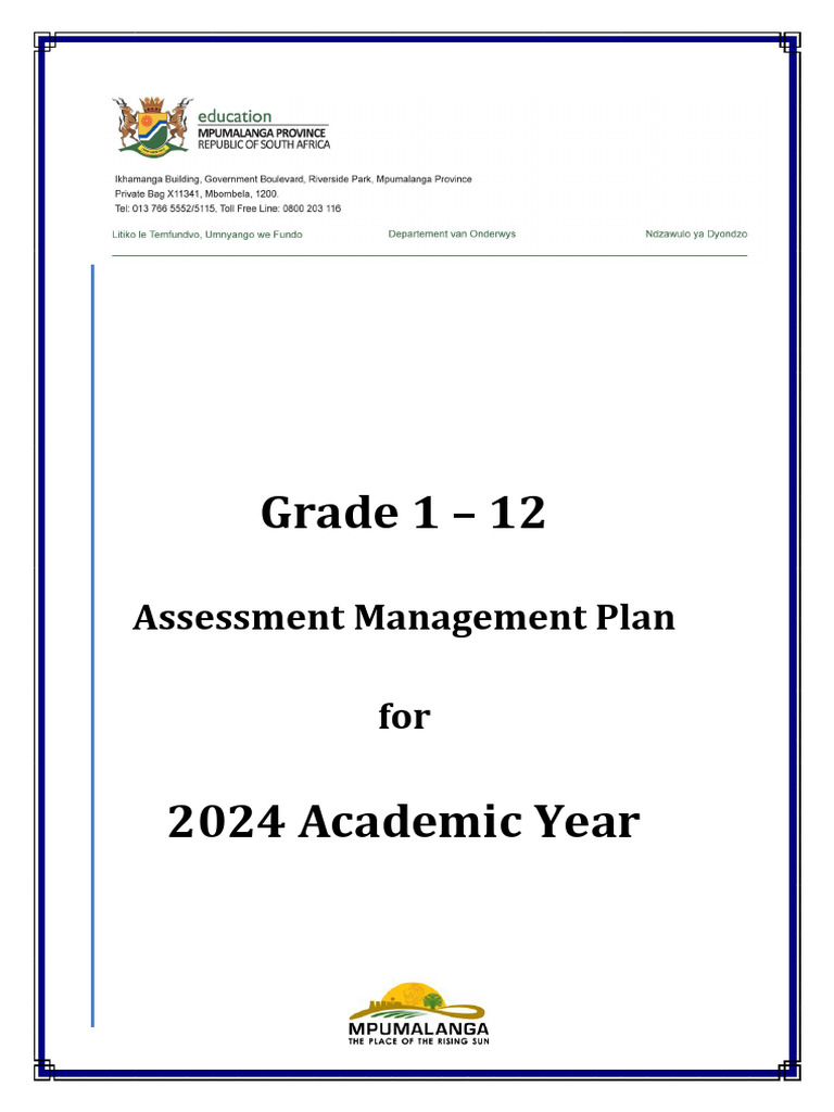 2024 Assessment Management Plan Grades 1-12 | PDF | Curriculum ...