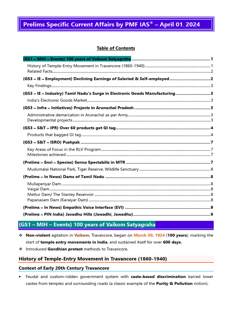 Pmfias CA Prelims 2024-04-01 | PDF