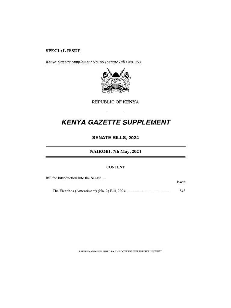 The Elections (Amendment) (No.2) Bill, No.29 of 2024 | PDF ...