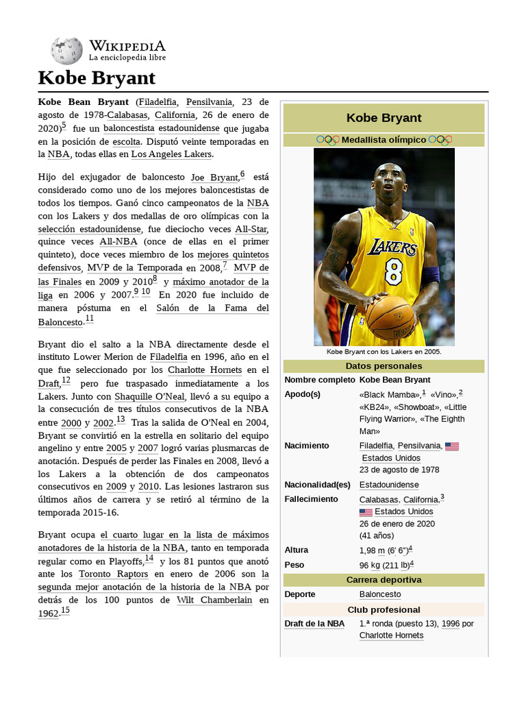 Kobe Bryant | PDF | Kobe Bryant | los Lakers de Los Angeles