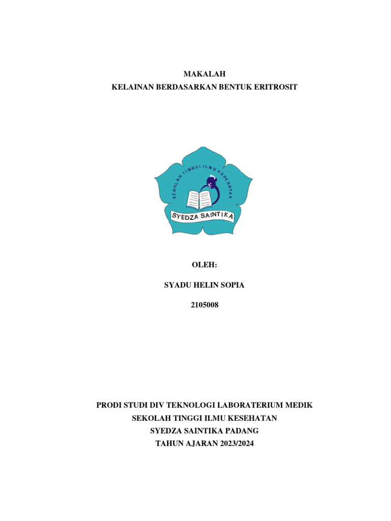 Makalah Kelainan Pada Eritrosit Pdf