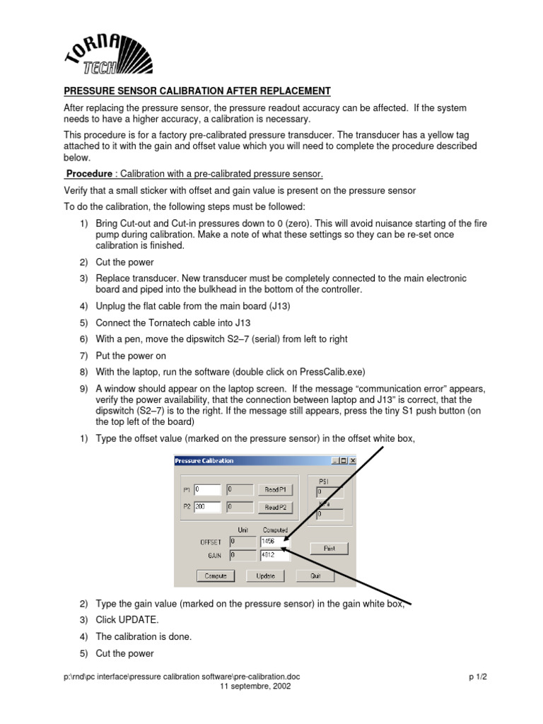 Pressure Sensor Calibration After Replacement | PDF | Pressure ...