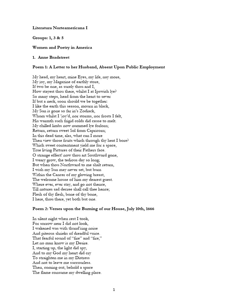 Women and Poetry in America - Selected Poems | PDF