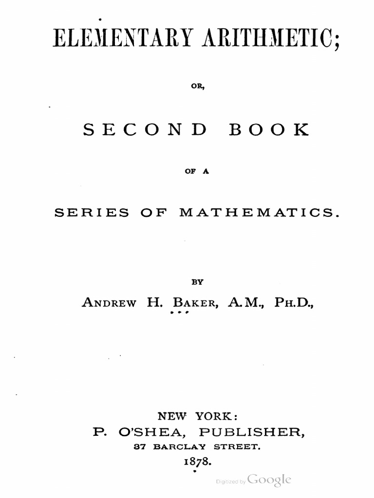 Baker - Elementary - Arithmetic - Updated | PDF | Subtraction ...