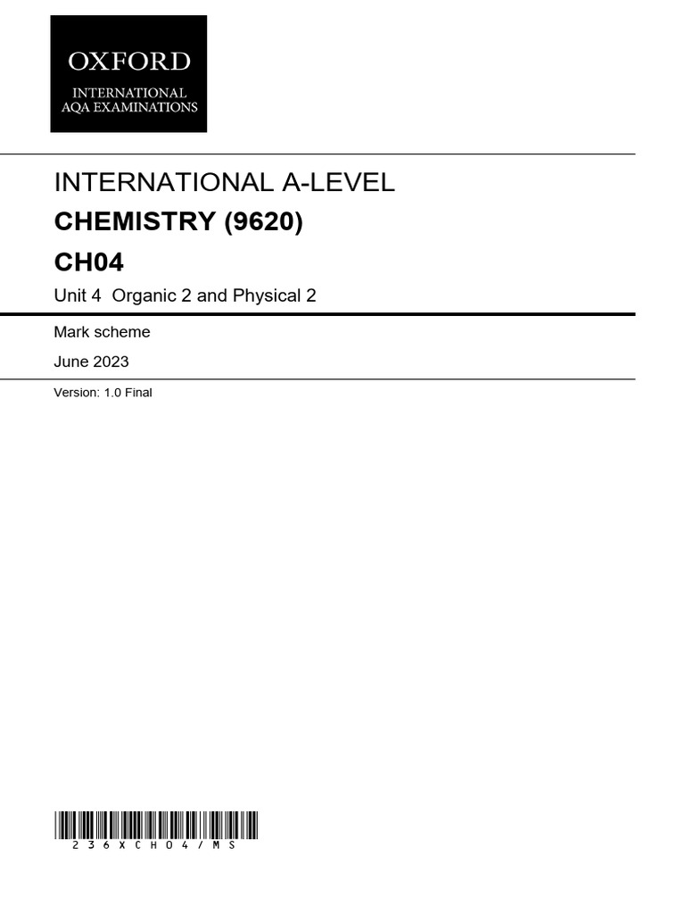 OxfordAQA CH04 Final MS Jun23 v1.0 | PDF | Hydroxide | Amine