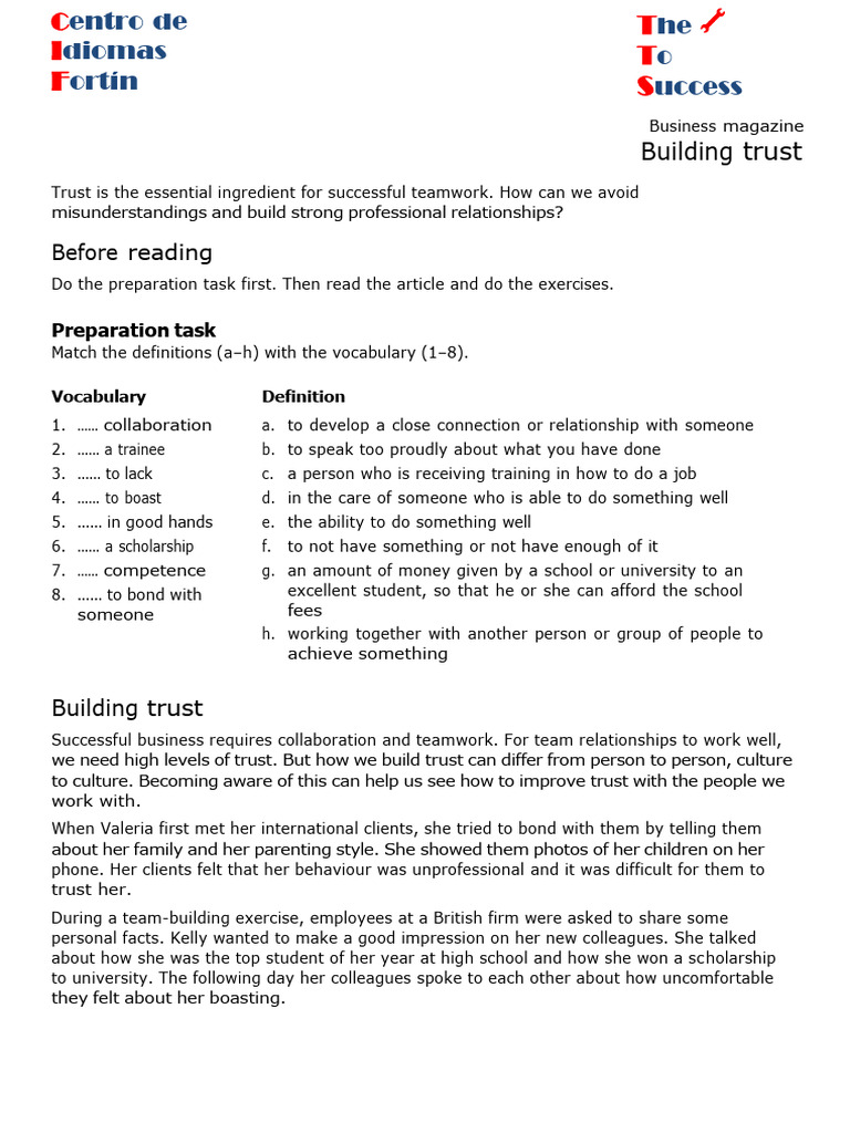 CIF Business Magazine Building Trust | PDF | Experience | Social Psychology