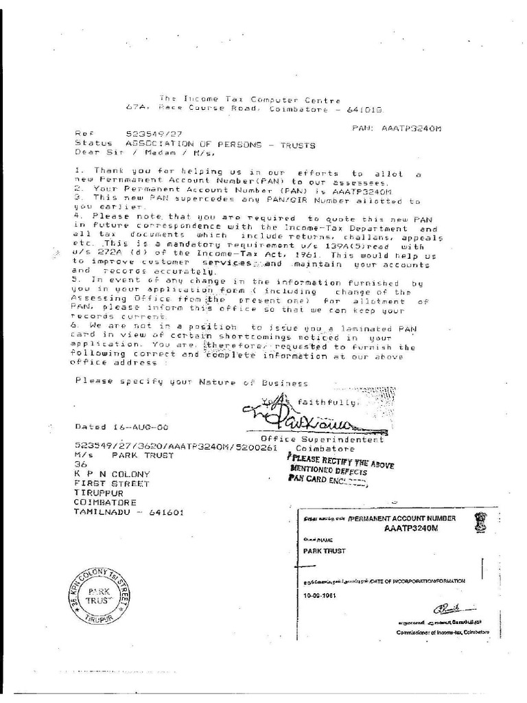 4a. Park Trust - Pan Card | PDF