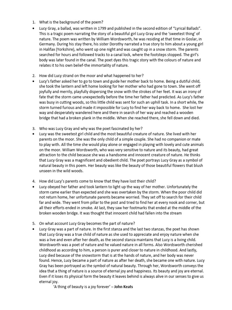 Poem5 Lucy Gray | PDF