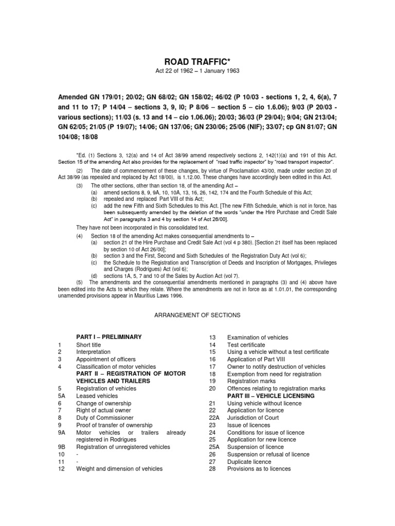 Road Traffic | PDF | Driving | Lease