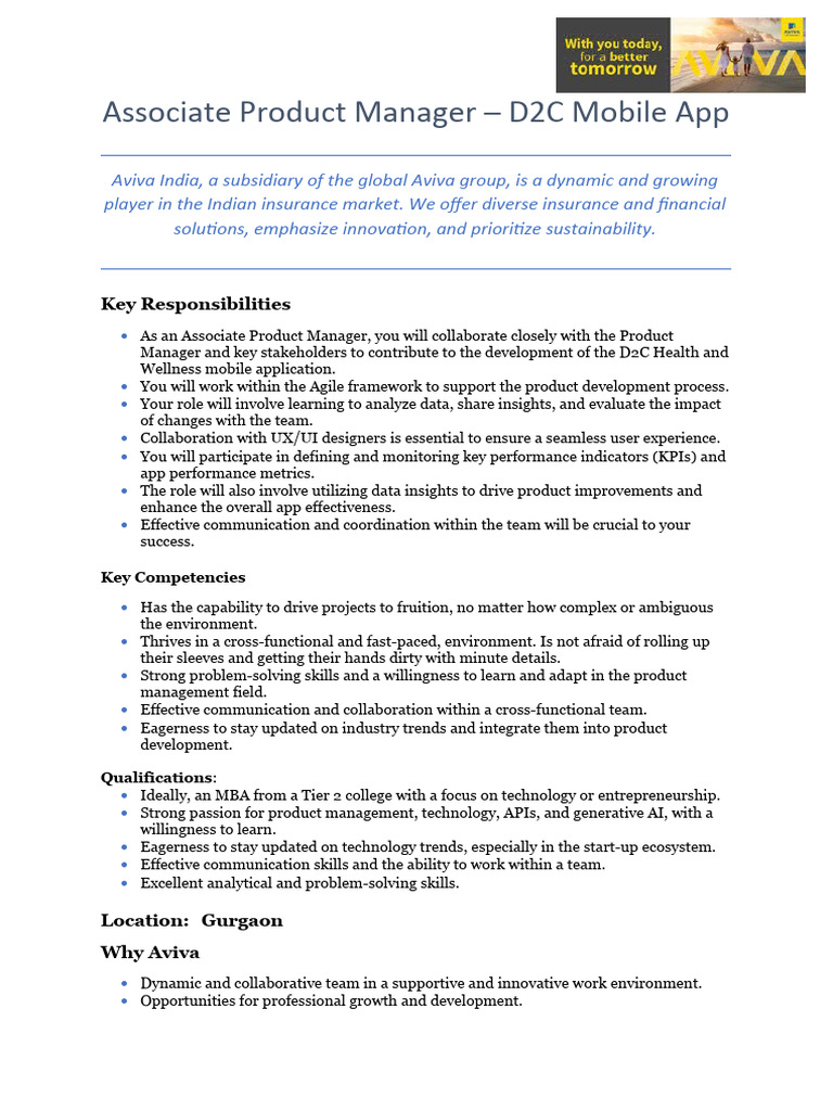 Associate Product Manager - D2C Mobile App | PDF | Mobile App ...