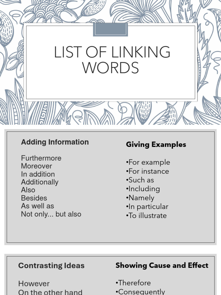 List of Linking Words | PDF