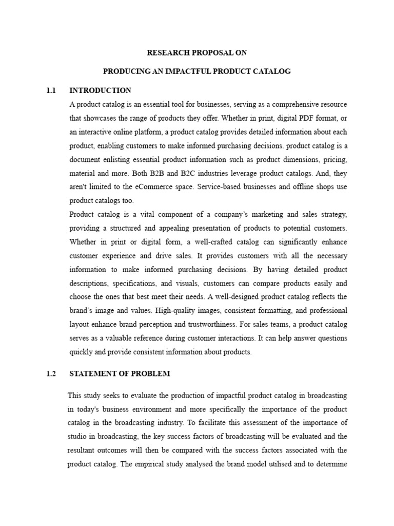 Impactful Product Catalog Research Proposal | PDF | Product (Business ...