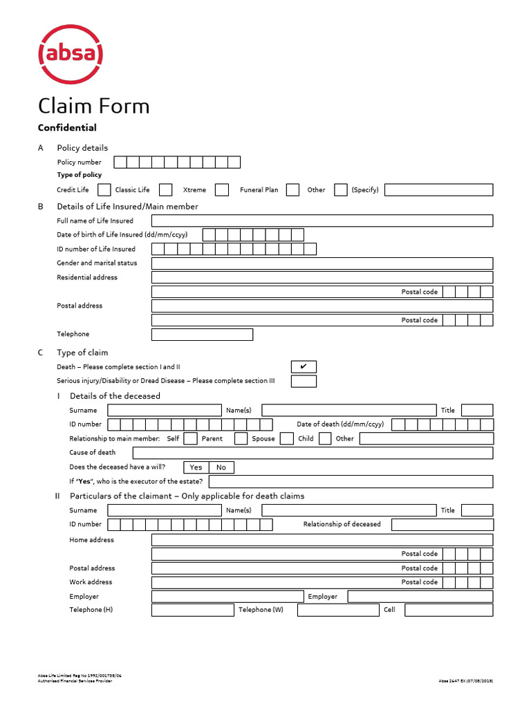 Claimform 463000031996 | PDF