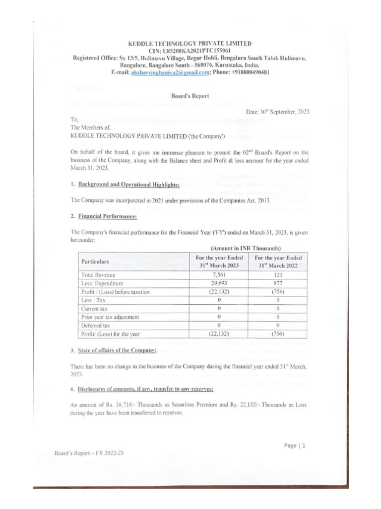 Directors Report As Per Section 134 (3) - 18012024 | PDF