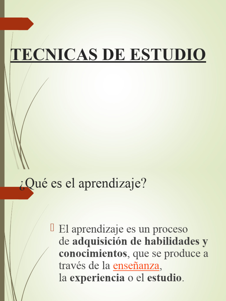 Tecnicas de Estudio | PDF | Aprendizaje | Habilidades de estudio