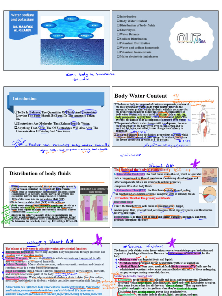 Lecture 3-4 Chapter 3 (Water - Sodium and Potassium) 2024 PDF | PDF ...