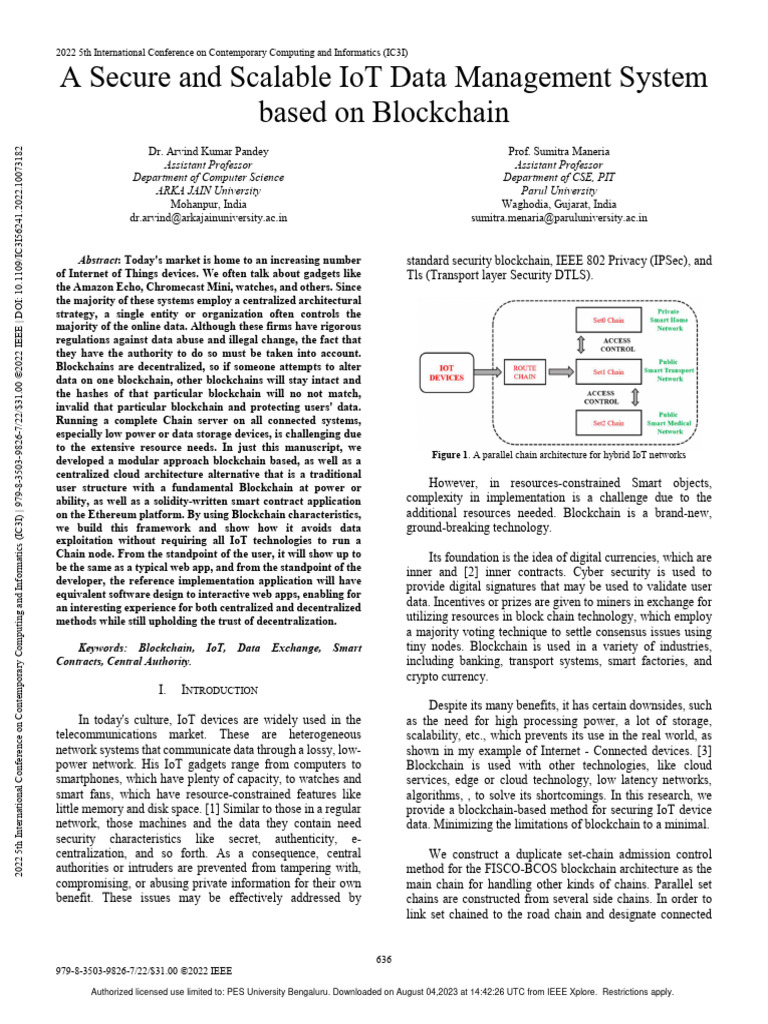 A Secure and Scalable IoT Data Management System Based On Blockchain | PDF | Internet Of Things ...