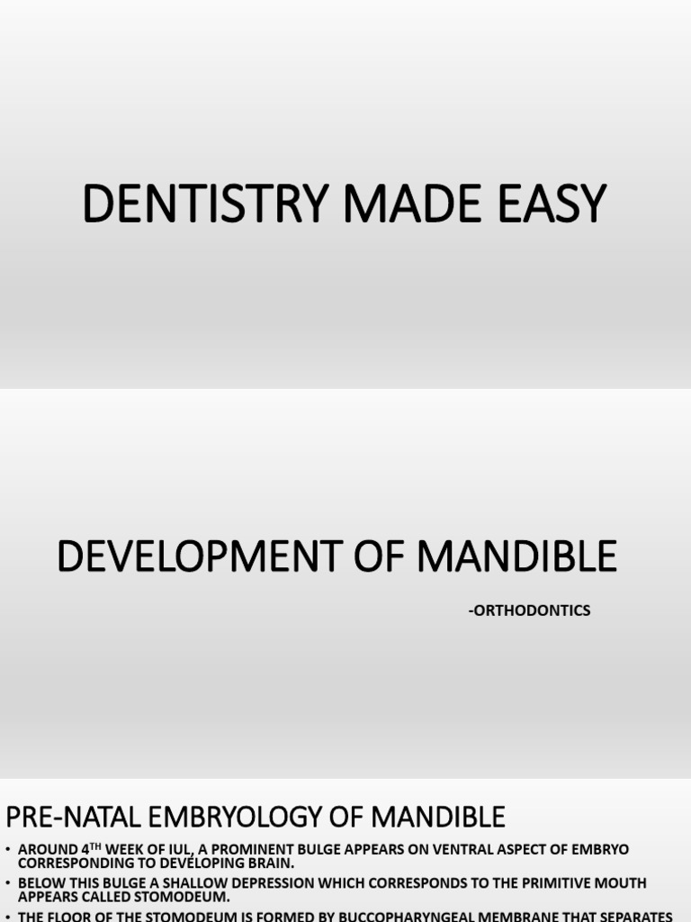 Development of Mandible II Prenatal II Embryology II Orthodontics | PDF ...