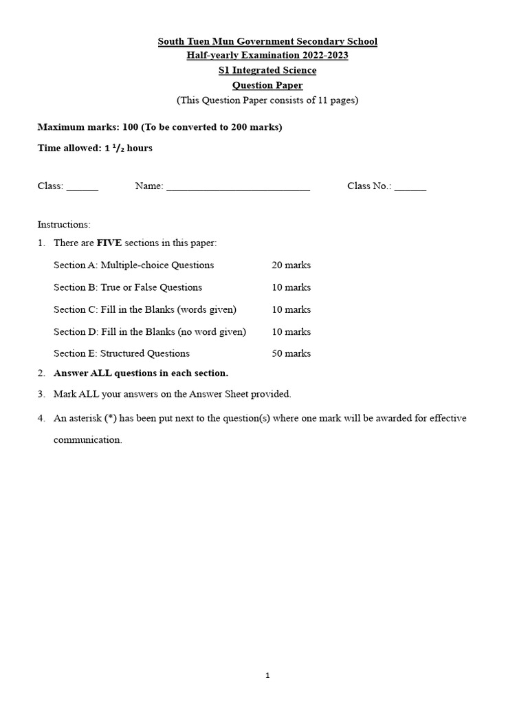 S1 Science Term One | PDF | Water | Liquids