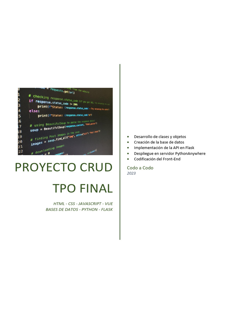Proyecto CRUD 2C 2023 - V4 (alumnos) | PDF | Objeto (informática ...