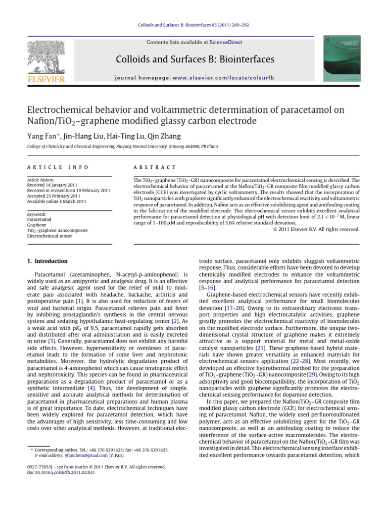 Colloids and Surfaces B: Biointerfaces | PDF | Ph | Electrochemistry