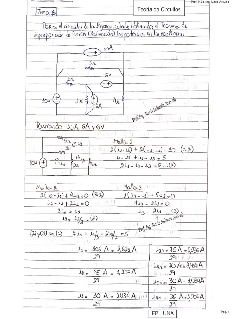 Ejercicio de Teorema de Superposición - Videotutorial - Tema 2 - Circuitos Electricos I | PDF