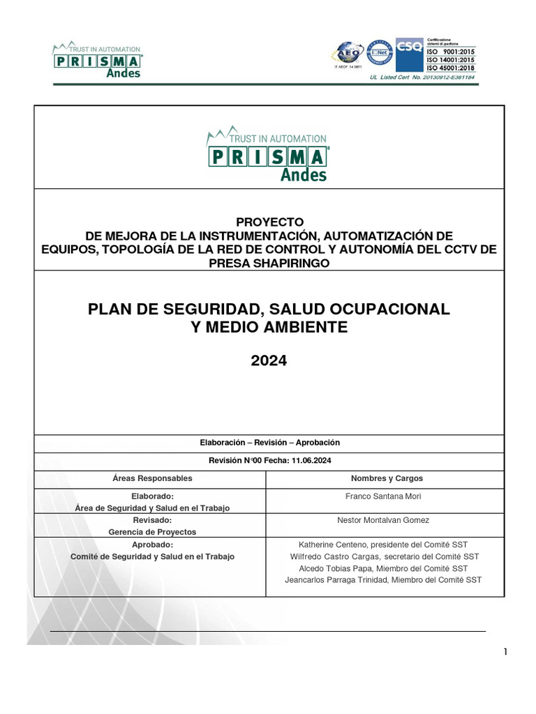 PA-SGSST-PL-SSO-01. Plan de Seguridad y Salud Ocupacional. | PDF | Seguridad y salud ocupacional ...