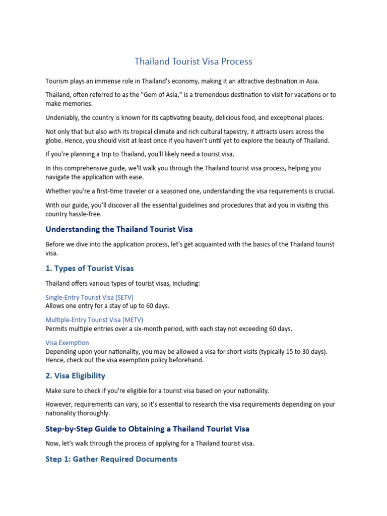 Thailand Tourist Visa Process - Eblog | PDF | Travel Visa | Government ...