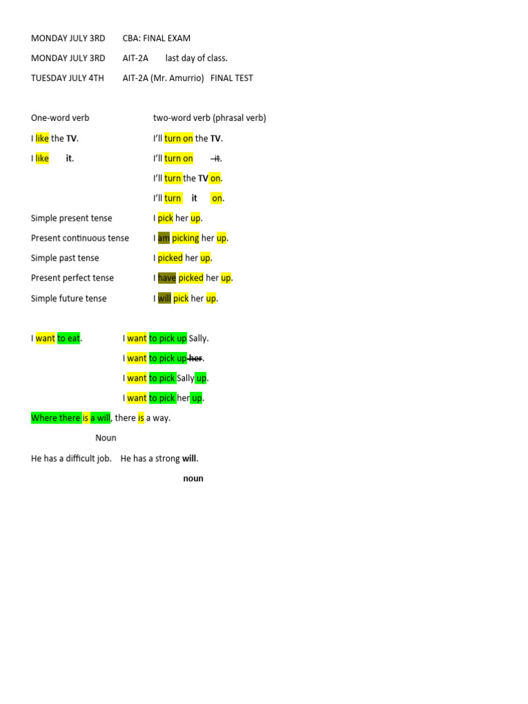 Ait 2a Jun 28TH | PDF | Grammatical Tense | Verb