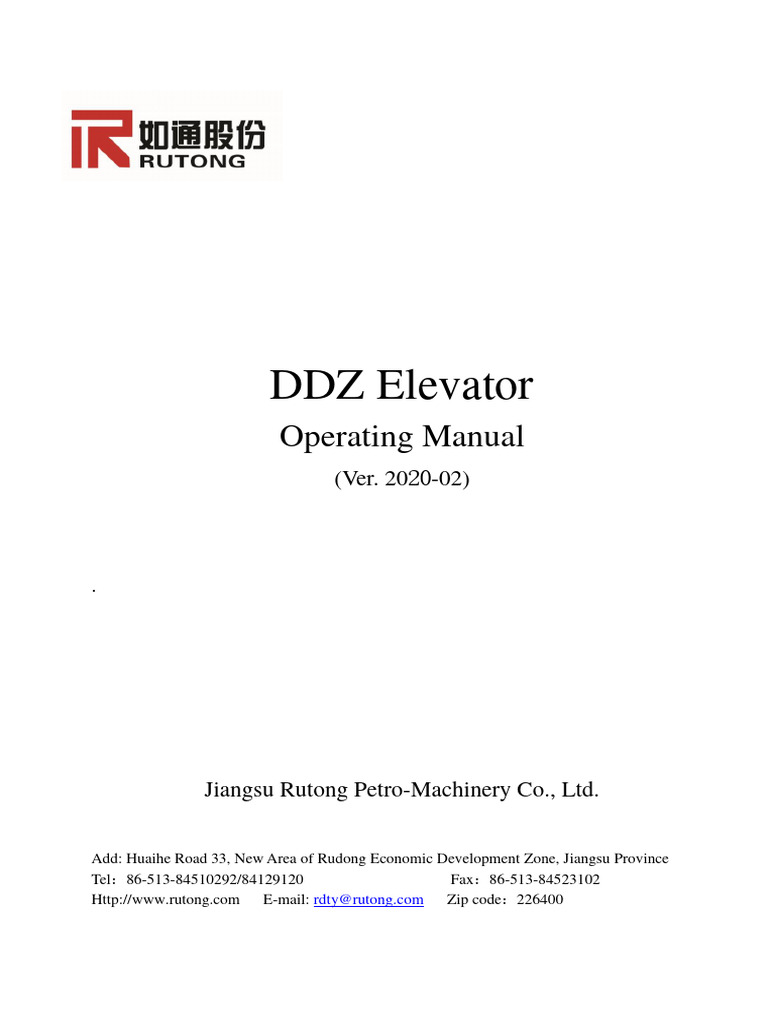 DDZ Elevator Operating Manual | PDF | Elevator | Pipe (Fluid Conveyance)