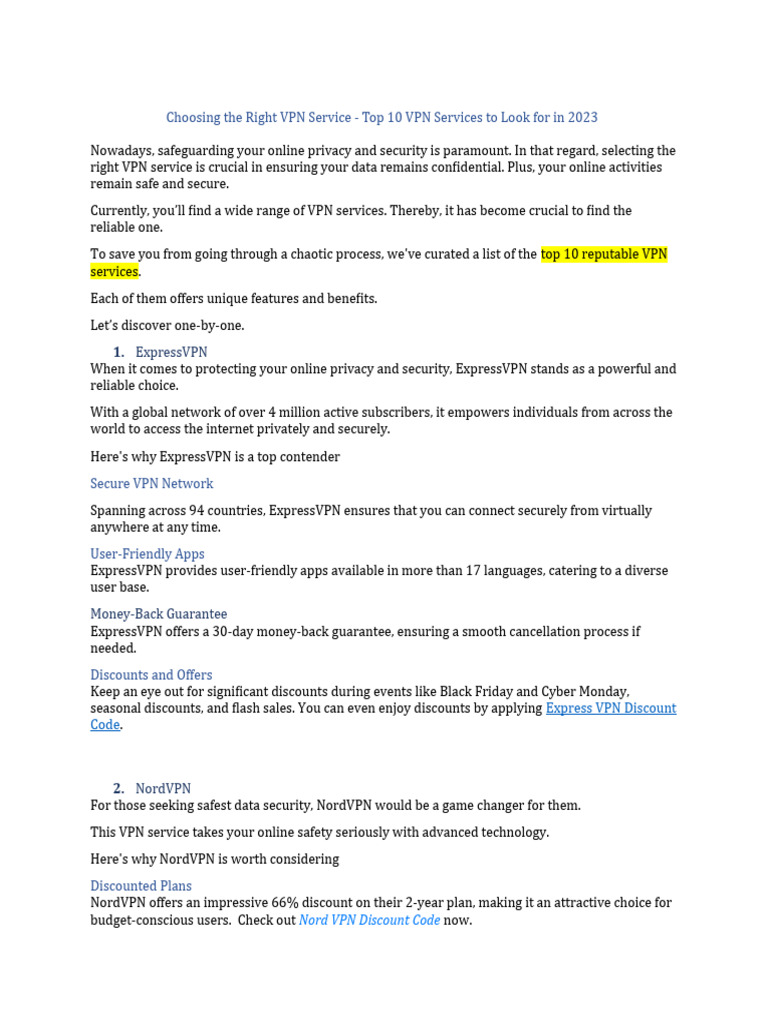 Choosing The Right VPN Service | PDF | Malware | Computer Network