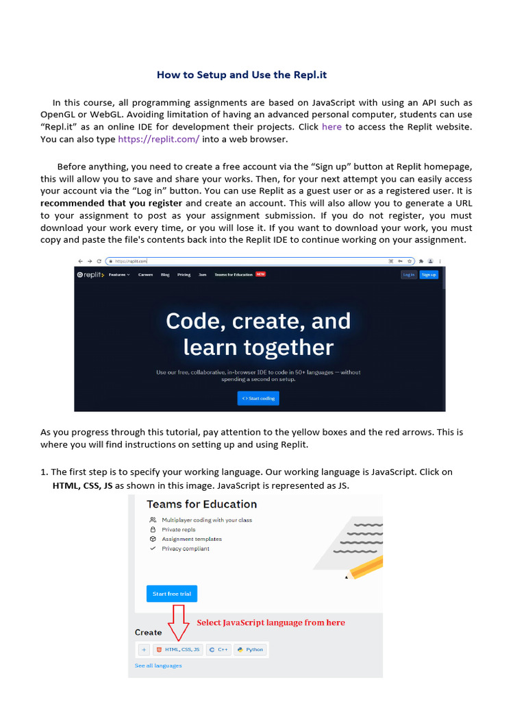 SetUpAndUseReplit | Download Free PDF | Java Script | Internet