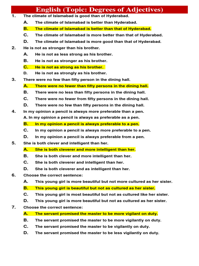 English-Topic-Degrees-of-Adjectives-Practice-Paper-WITH KEY | PDF ...