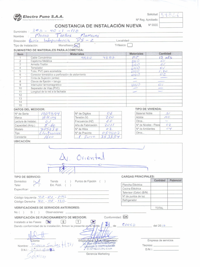 Constancia de Instalacion Nueva | PDF