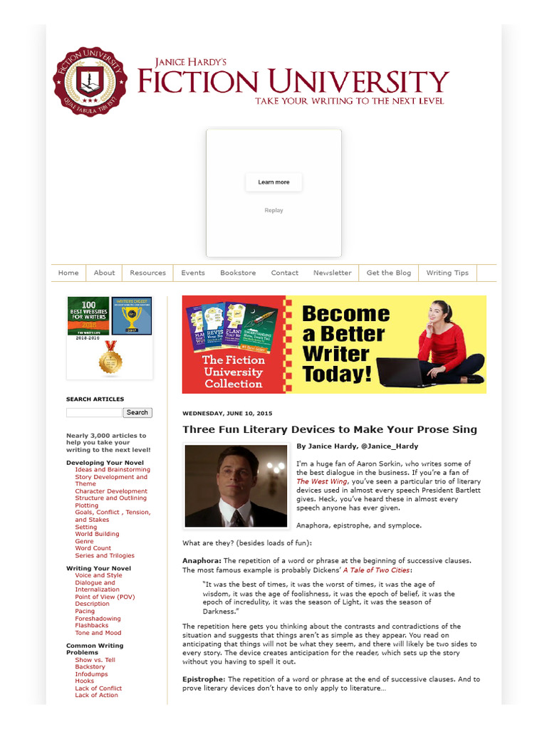 Sentence-Fiction University - Three Fun Literary Devices To Make Your ...