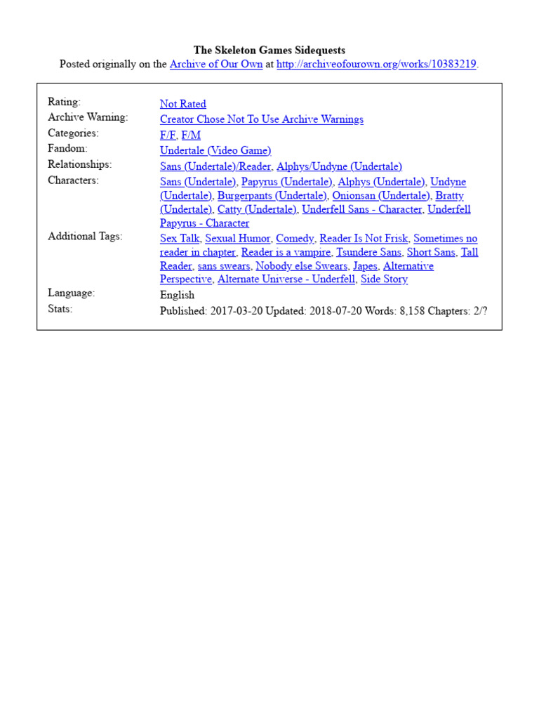 The Skeleton Games Sidequests | PDF | Reproductive System | Anatomy