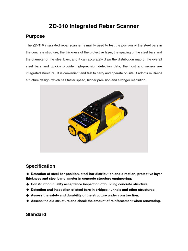ZD310 Integrated Rebar Scanner | PDF | Concrete | Computing