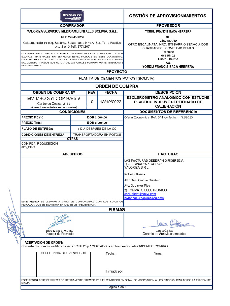 MM Mbo 251 Cop 9765 V Rev.0 Esclerometro Analogico - Conaltura Bolivia | PDF | Transferencia ...
