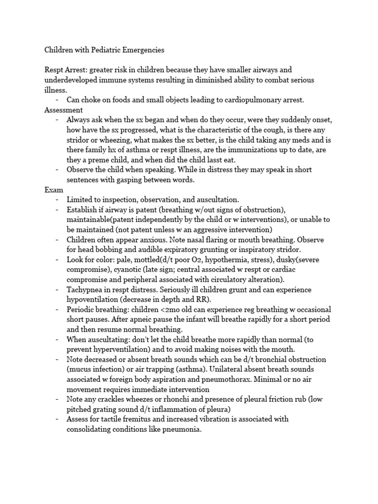 Pediatric Emergency Management Overview | PDF | Shock (Circulatory ...